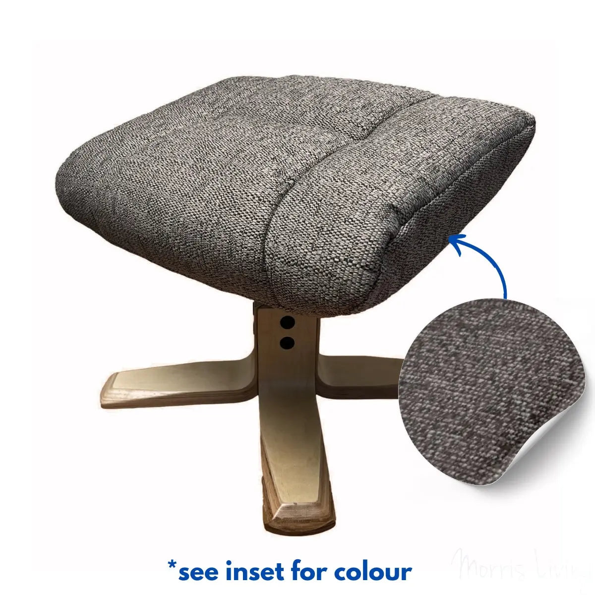 Cairo Lisbon Grey Footstool with Pale Wood Legs, Foot Stool Only ...